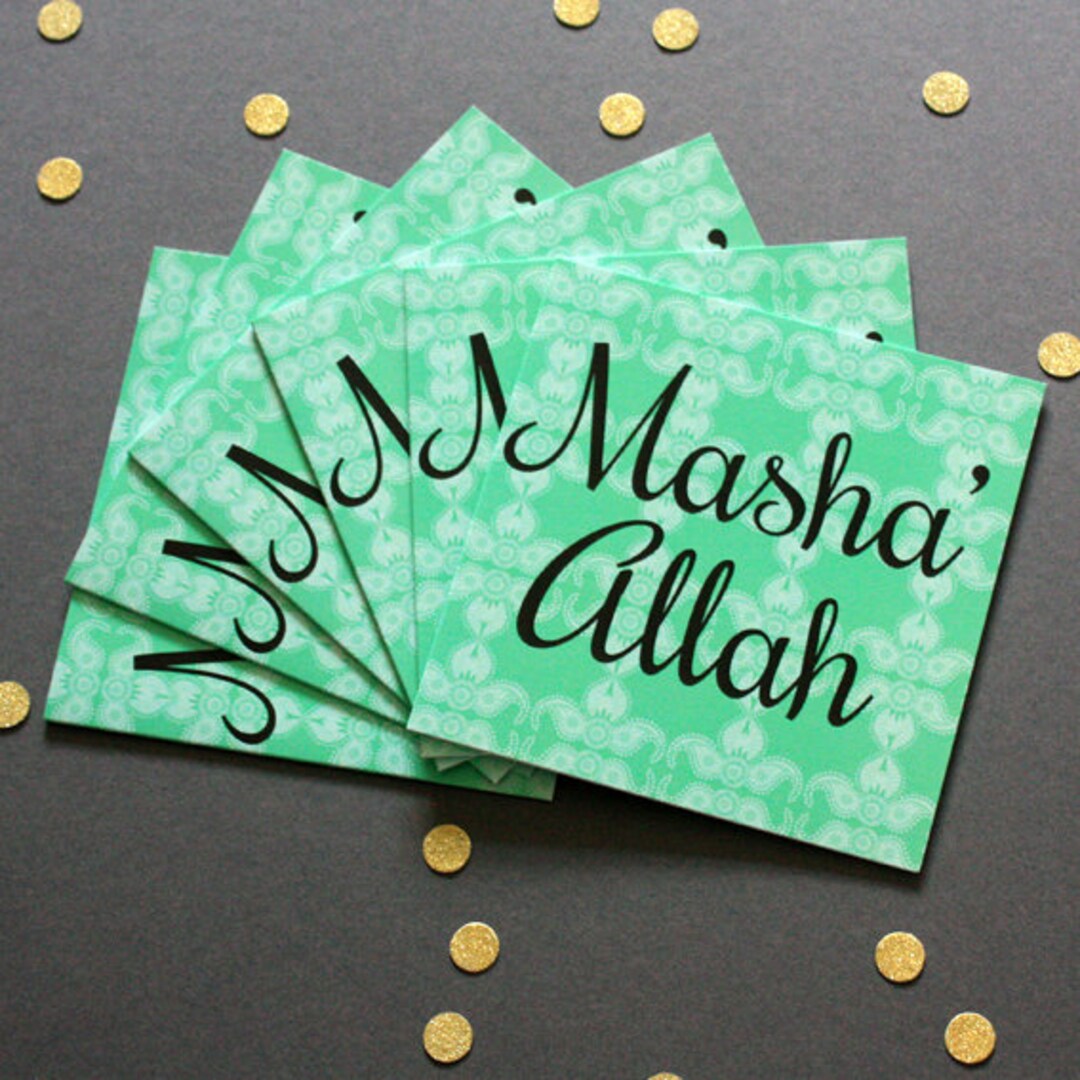 X6 Masha' Allah Card Decorative Emerald Green - Etsy