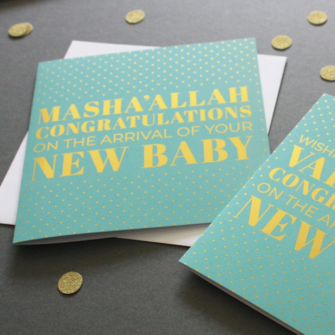 Masha' Allah /congratulations New Baby | Luxury Gold Lettering | Polka ...