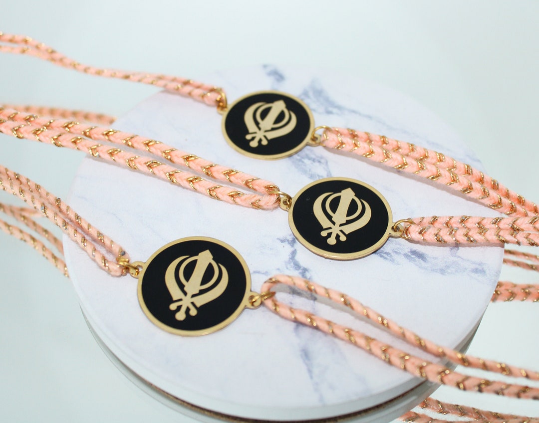 Exclusive Design Sikh Khanda Luxury Metal Finish Rakhi Thread Keepsake ...