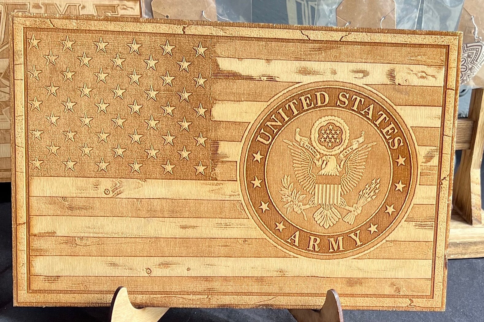 Laser Engraved Wood Military Flag - Etsy