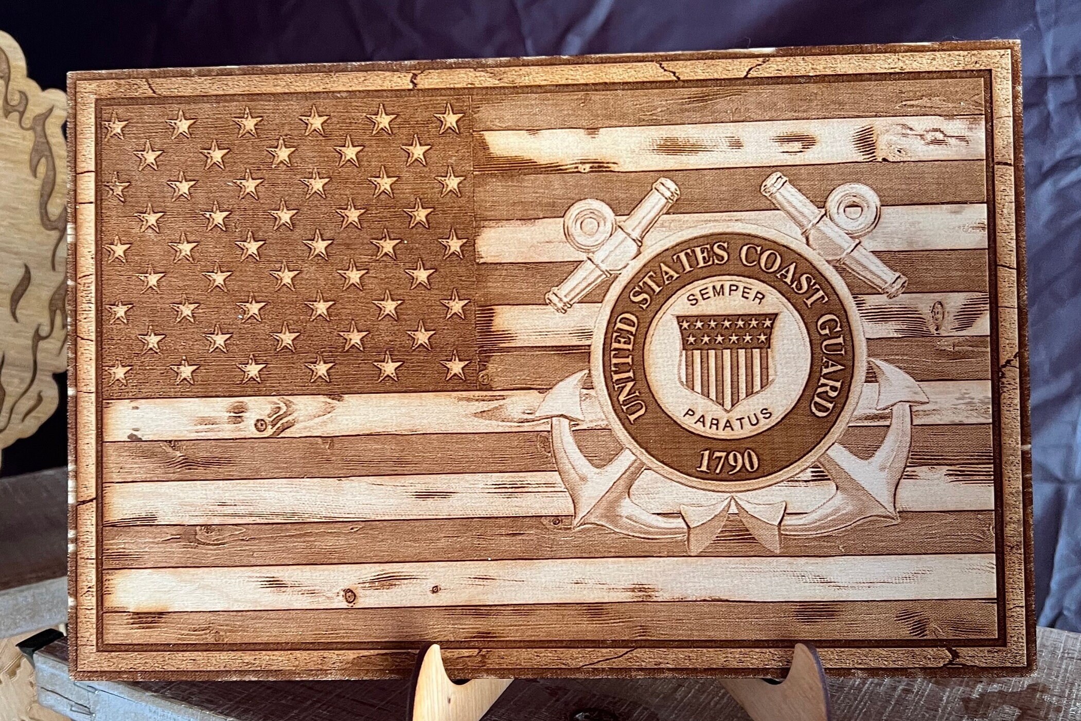 Laser Engraved Wood Military Flag - Etsy