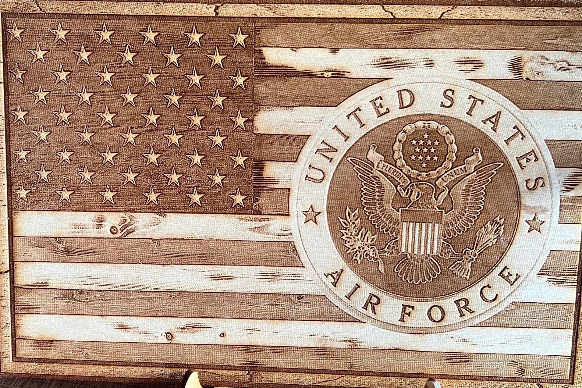 Laser Engraved Wood Military Flag - Etsy