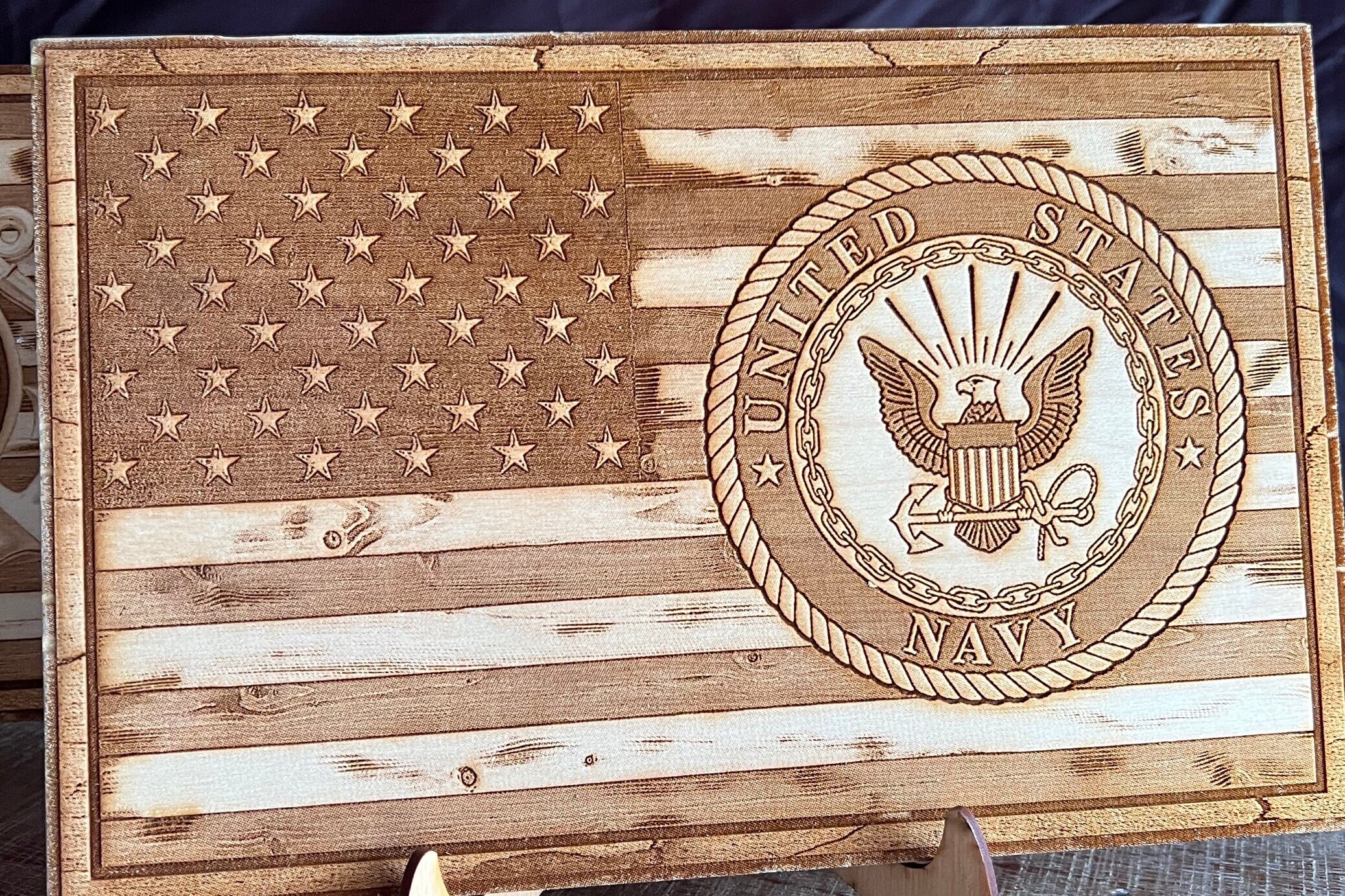 Laser Engraved Wood Military Flag - Etsy