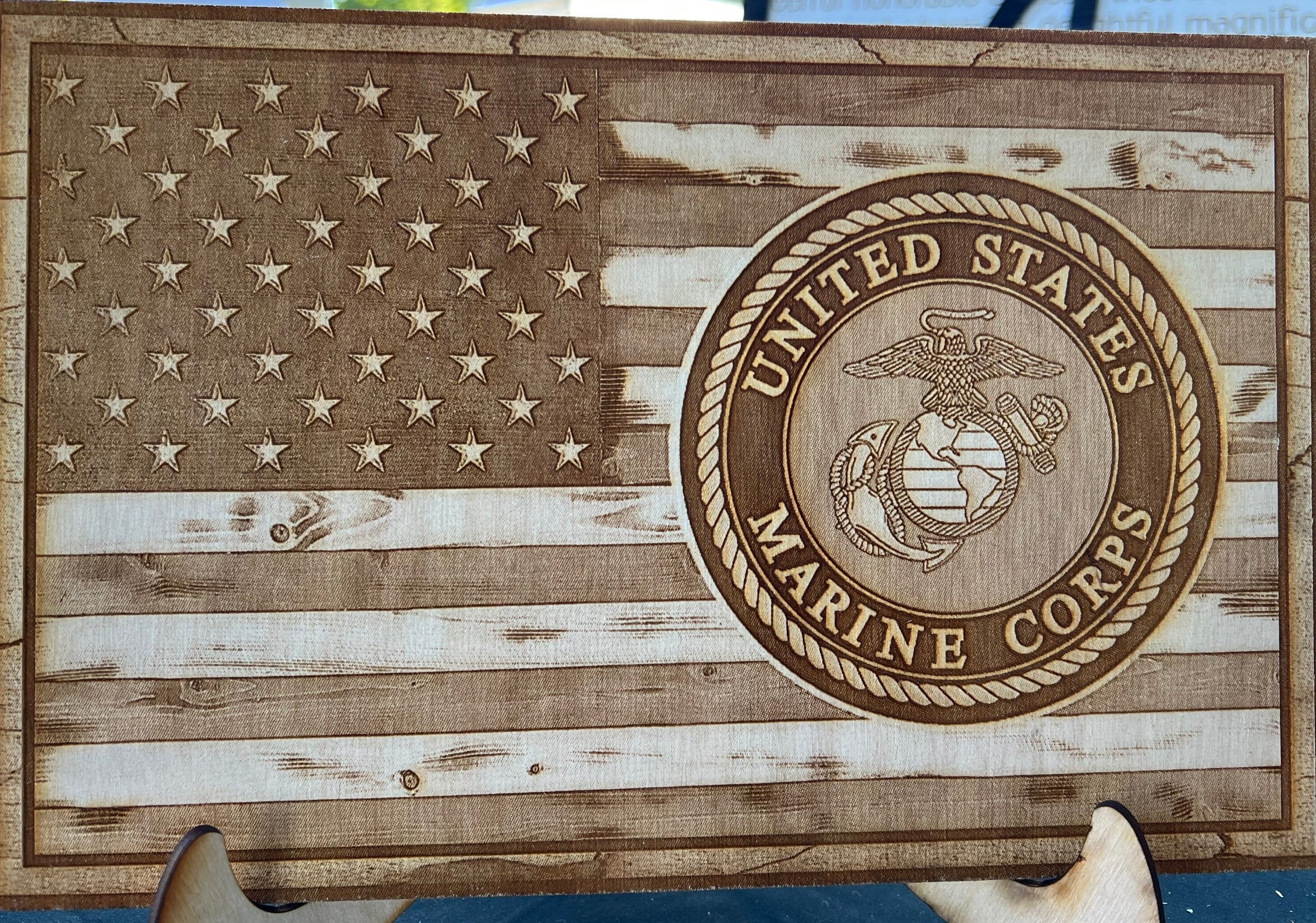 Laser Engraved Wood Military Flag - Etsy