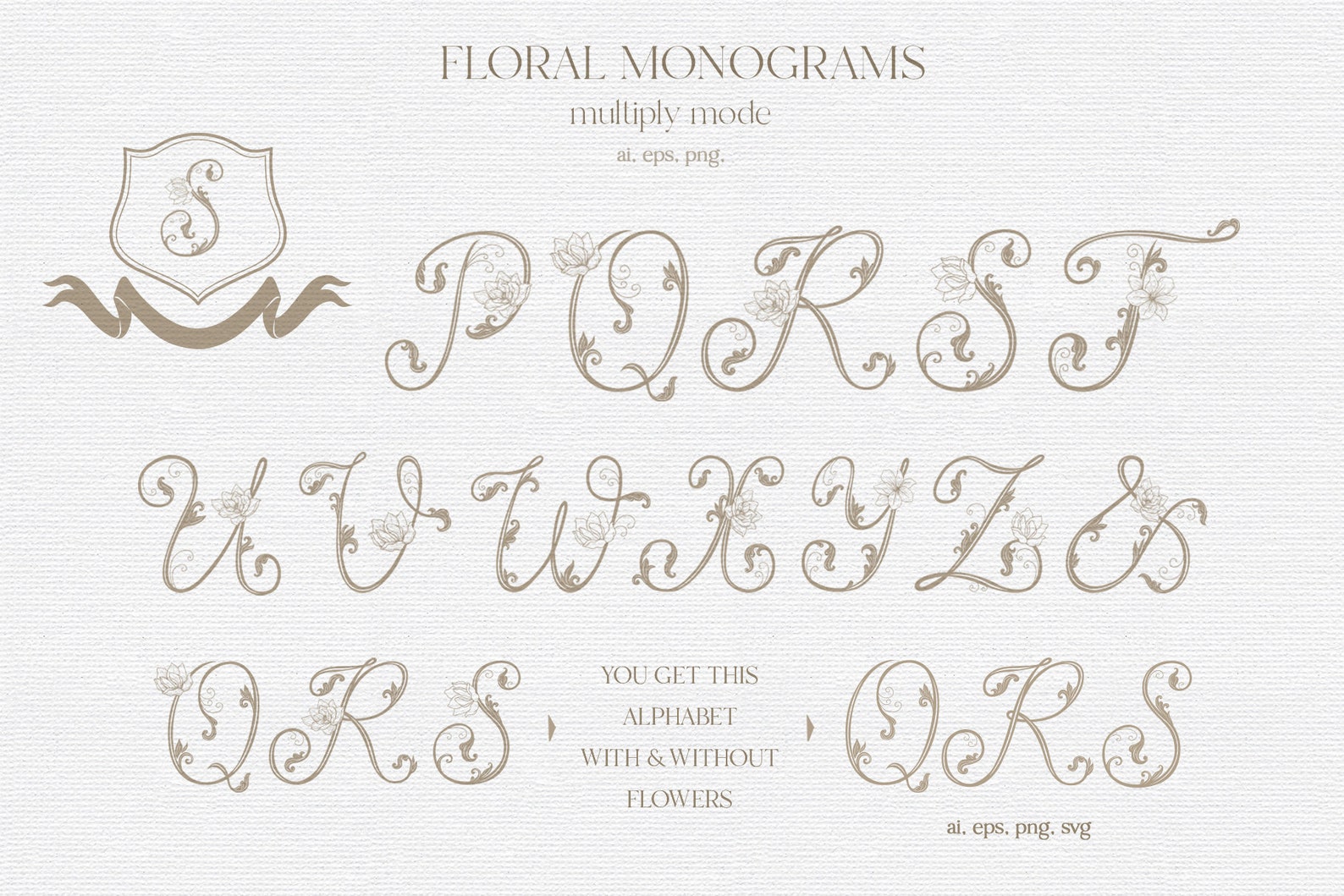 Wedding Crests Monogram Letters Alphabet Logo Floral - Etsy