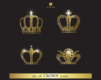 Gold Crown Clipart Icons Princess Insignia King Queen Prince | Etsy UK