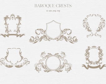 Wedding Crests, Frame, Logo, Floral, Wedding, Label, Vintage, Baroque ...