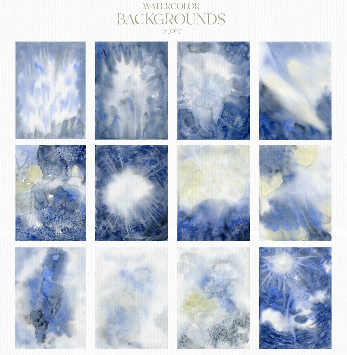 Indigo Watercolor Backgrounds Splash Brush Spots Clipart - Etsy