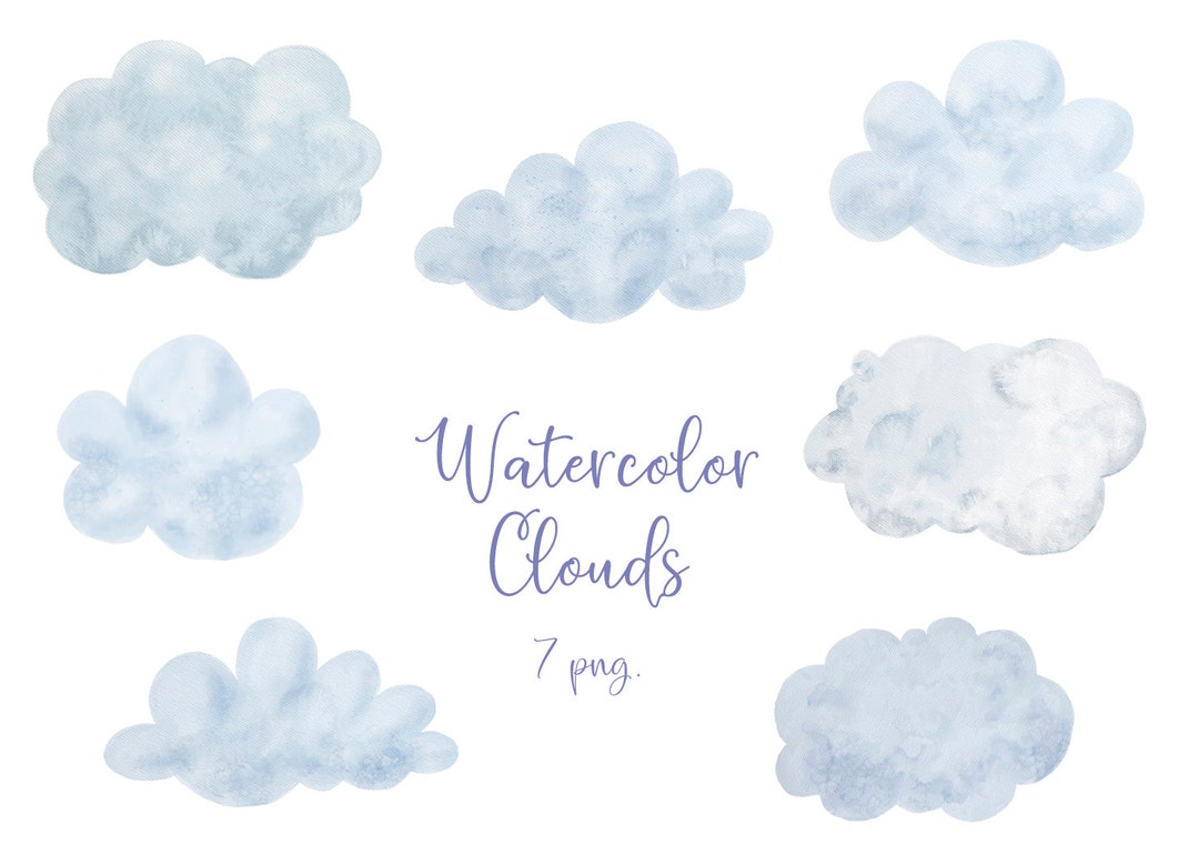 Watercolor Clouds, Watercolor Clipart, Sky, Cartoon, Blue, Nature, Clip ...