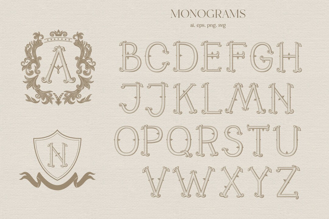 Monogram, Letters, Alphabet, Logo, Wedding, Victorian, Curly, Label ...