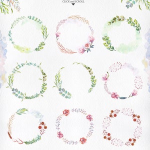 Watercolor Floral Clip Art Collection Geometric Frames Flowers - Etsy
