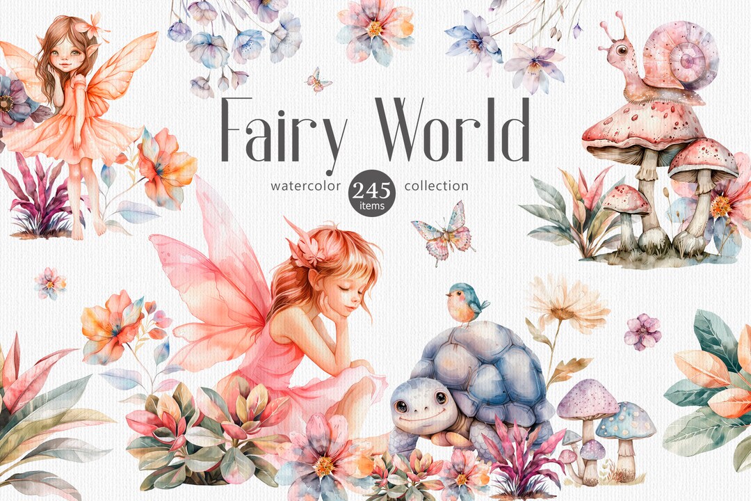Watercolor Fairy Clipart, Fairy Garden, Cute Animals, Fairy House ...