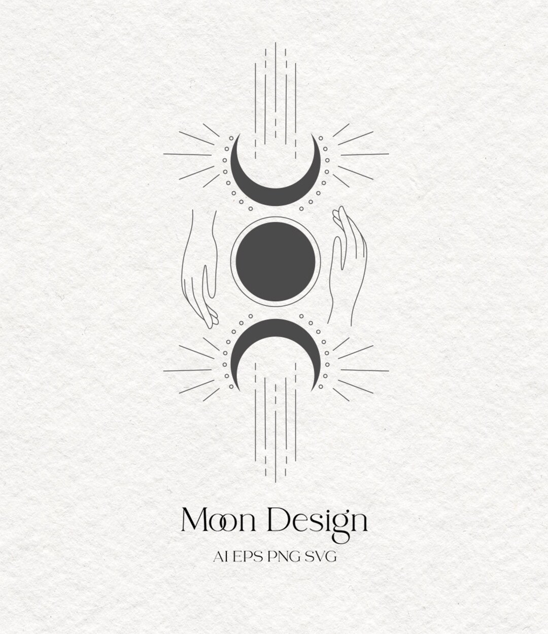 Moon, Phases, Hand, Clipart, Lunar, Magic, Spiritual, Tattoo, Crystal ...