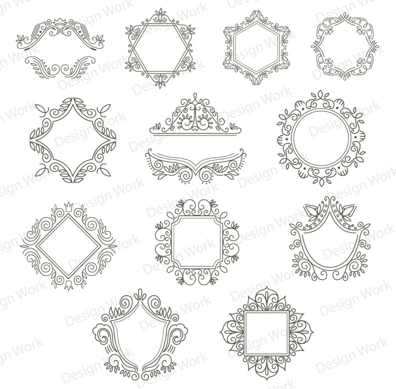 Vintage Frames Borders Monogram Clip Art Wedding Ornate - Etsy