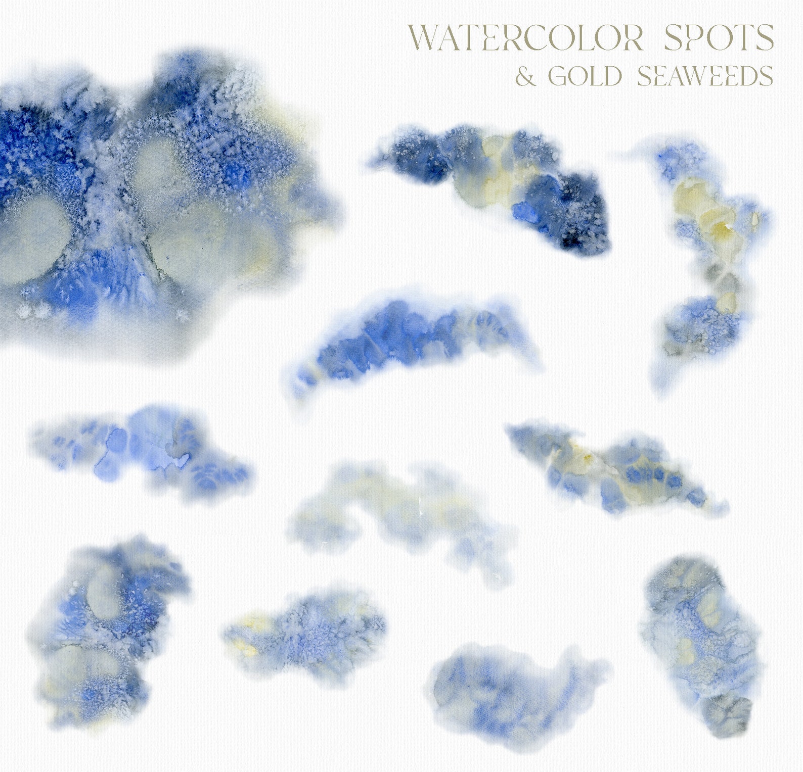 Indigo Watercolor Backgrounds Splash Brush Spots Clipart - Etsy
