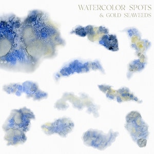 Indigo Watercolor Backgrounds, Splash, Brush, Spots, Clipart, Abstract ...