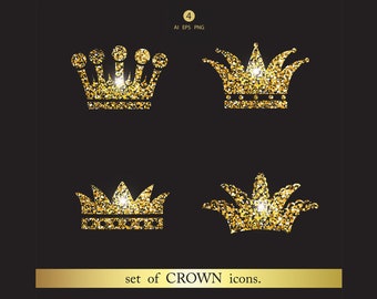 Gold Crown Clipart Icons Princess Insignia King Queen Prince | Etsy UK