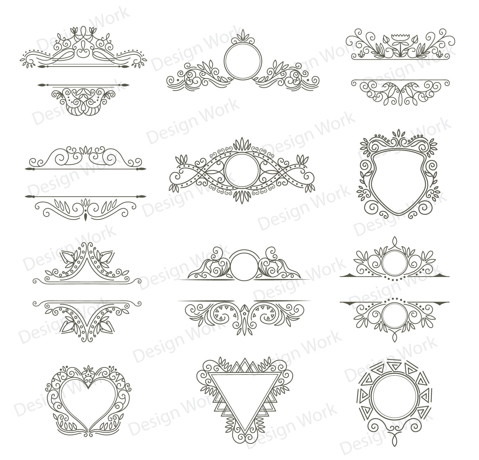 Vintage Frames Borders Monogram Clip Art Wedding Ornate - Etsy