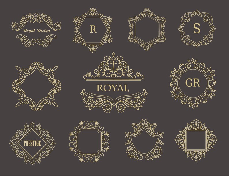 Vintage Frames Borders Monogram Clip art Wedding Ornate | Etsy