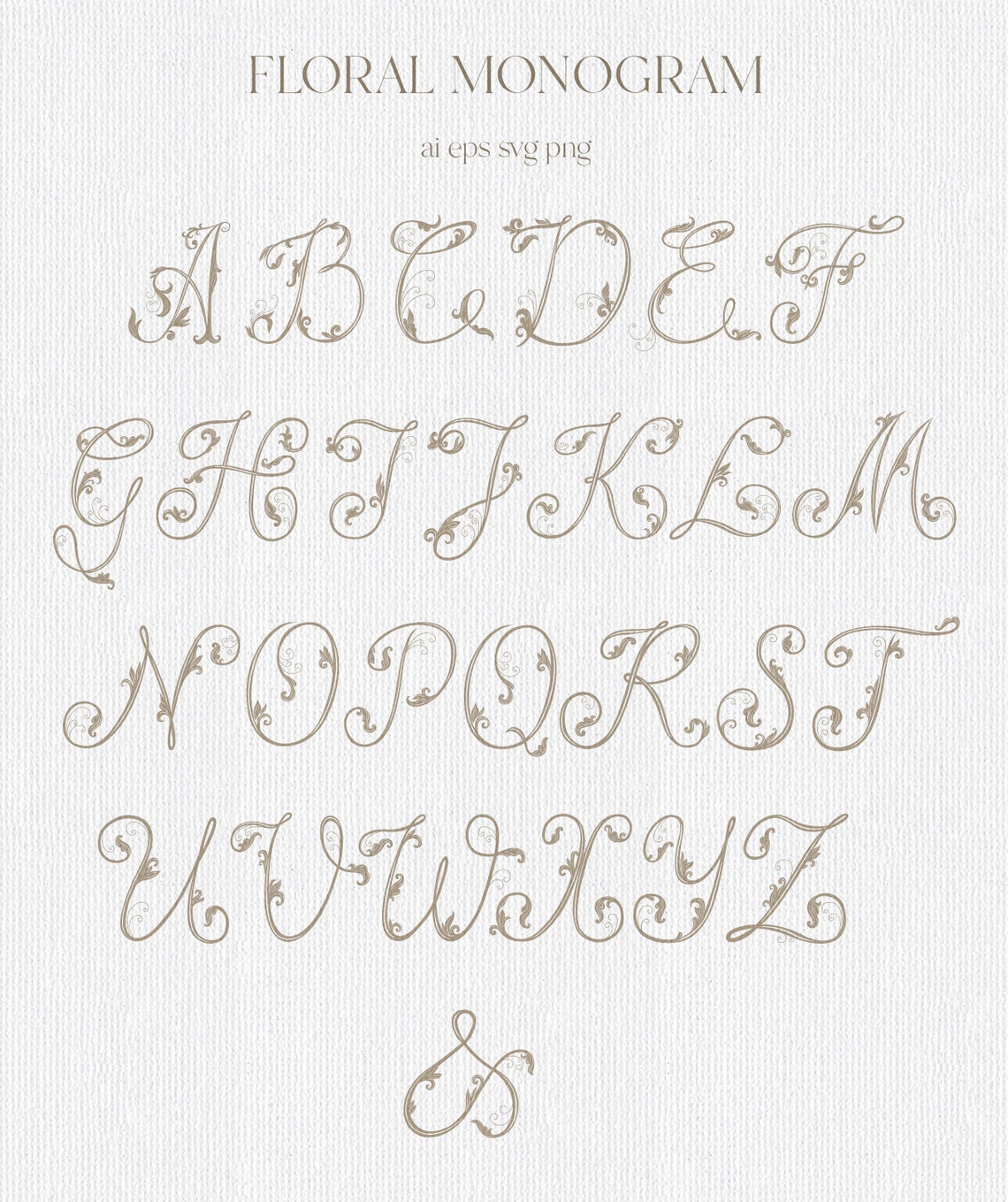 Monogram Letters Alphabet Logo Wedding Floral Label - Etsy