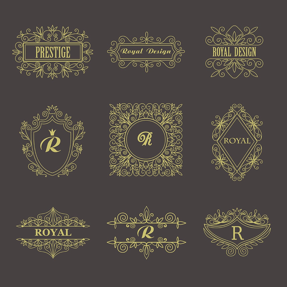 Vintage Frames and Monogram Borders Collection Floral Wedding - Etsy