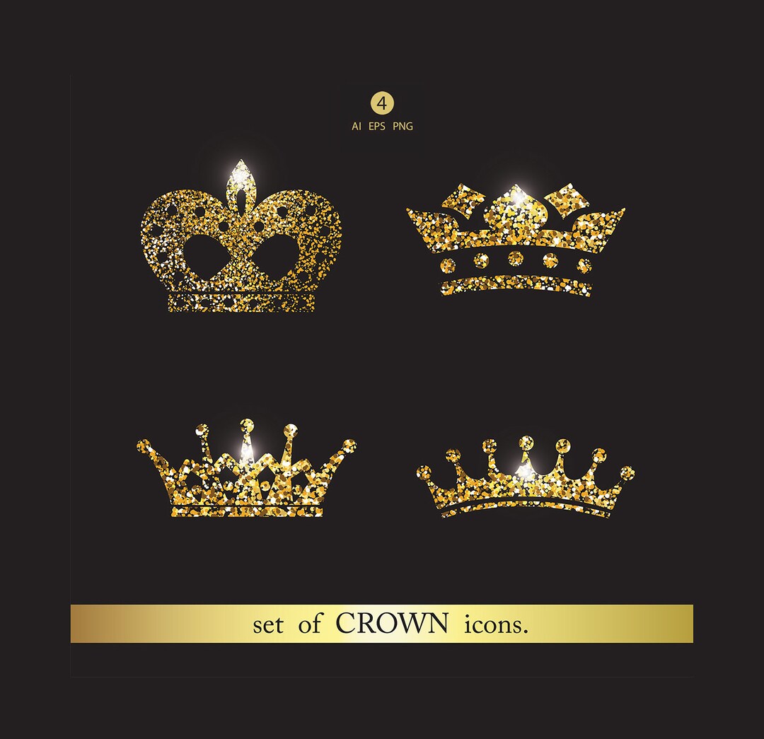 Gold Crown Clipart Icons Princess Insignia King Queen Prince Label ...