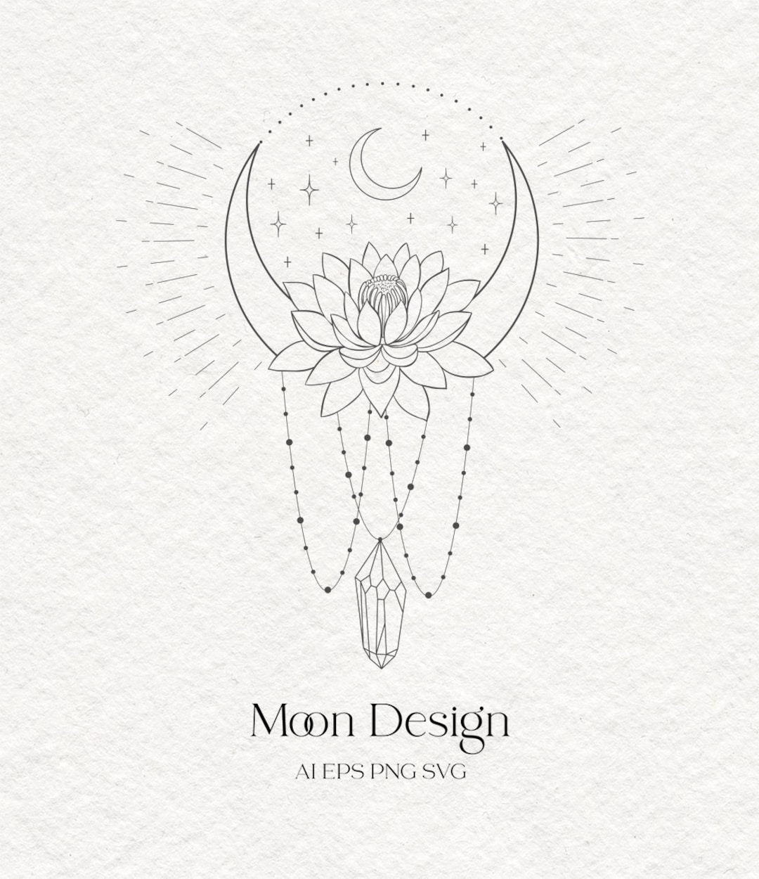 Lotus, Flower, Moon, Crystal, Phases, Clipart, Floral, Lunar, Magic ...