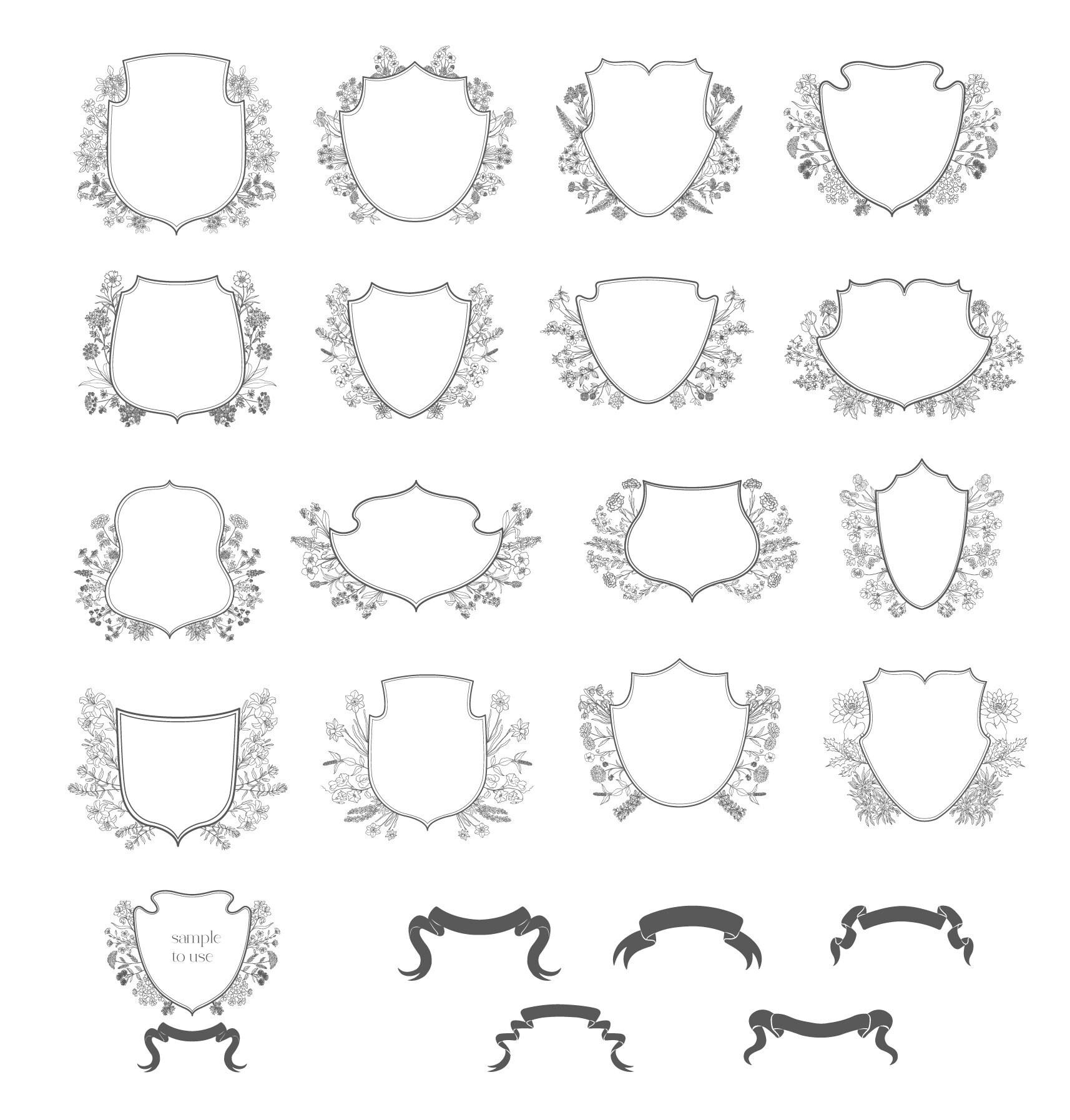 Wedding Crests Floral Frames Border Monogram Clipart - Etsy