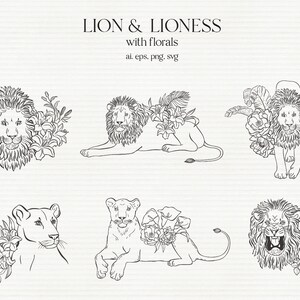 Lion, Lioness, Clipart, Flowers Clipart, Animals, Tropical, Safari ...