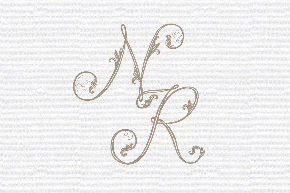 Monogram Letters Alphabet Logo Wedding Floral Label - Etsy