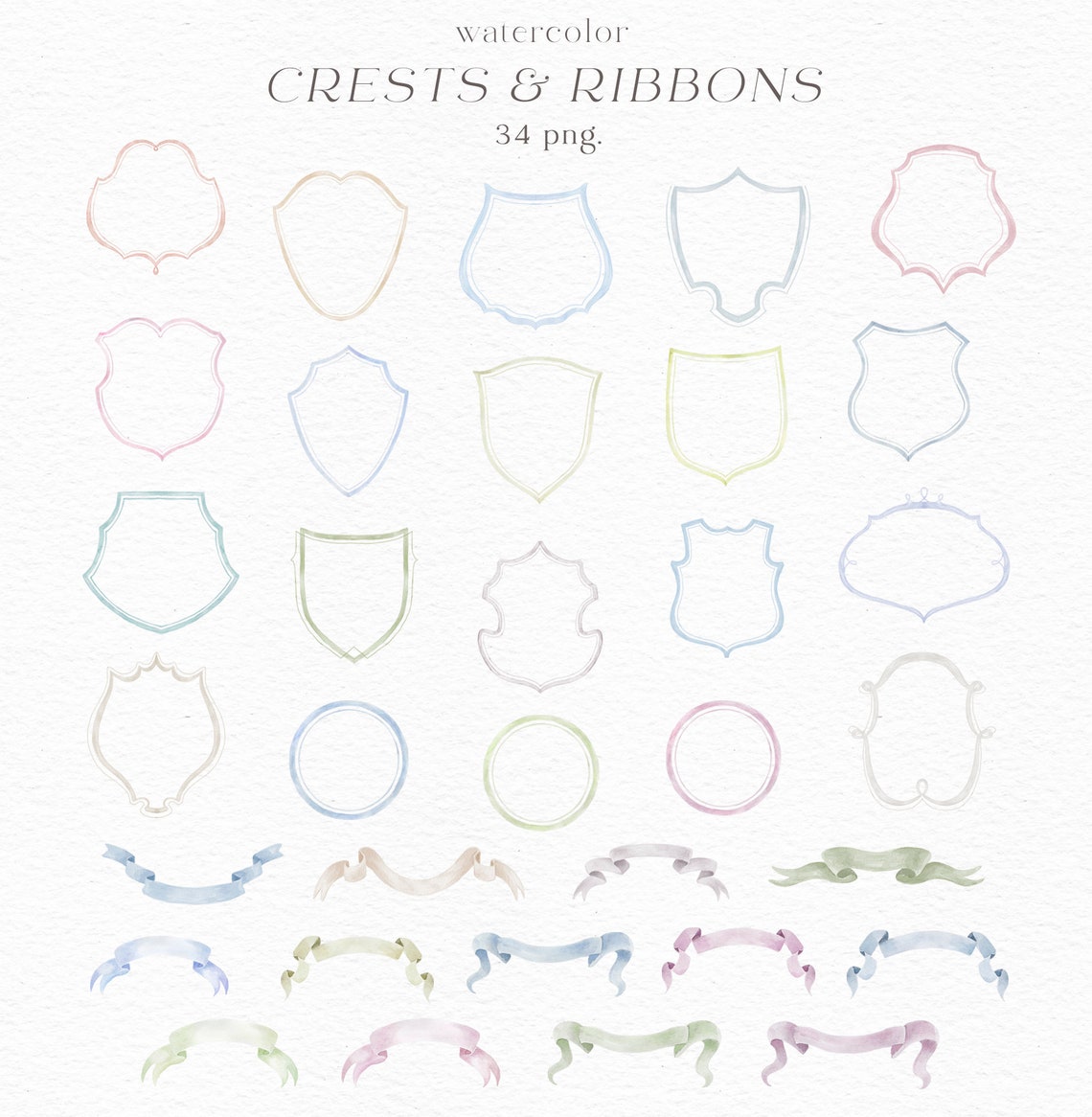 Crests, Wedding Crests, Watercolor Crests, Watercolor, Clipart ...