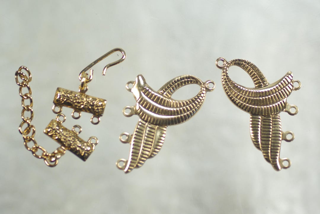 Gold Brass 3-4 Strand Necklace Connectors: Multi Closure Necklace ...