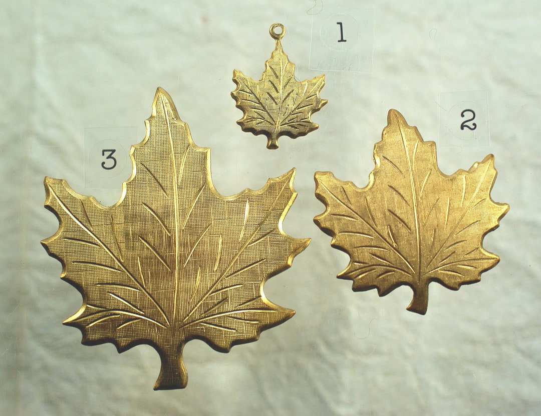 Raw Brass Maple Leaf Stampings, Vintage Botanical Leaf Stampings, DIY ...