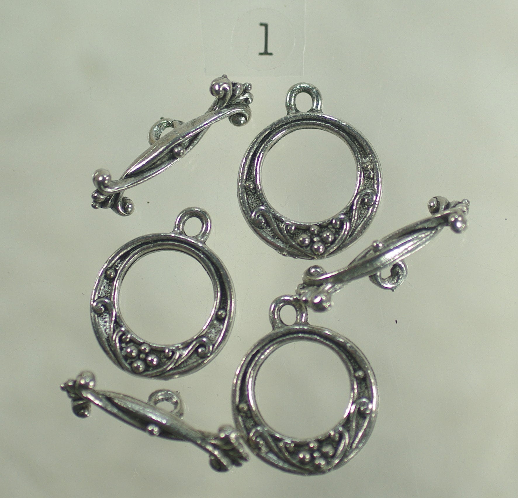 Vintage Antique Sterling Toggles Silver Scroll Beaded - Etsy