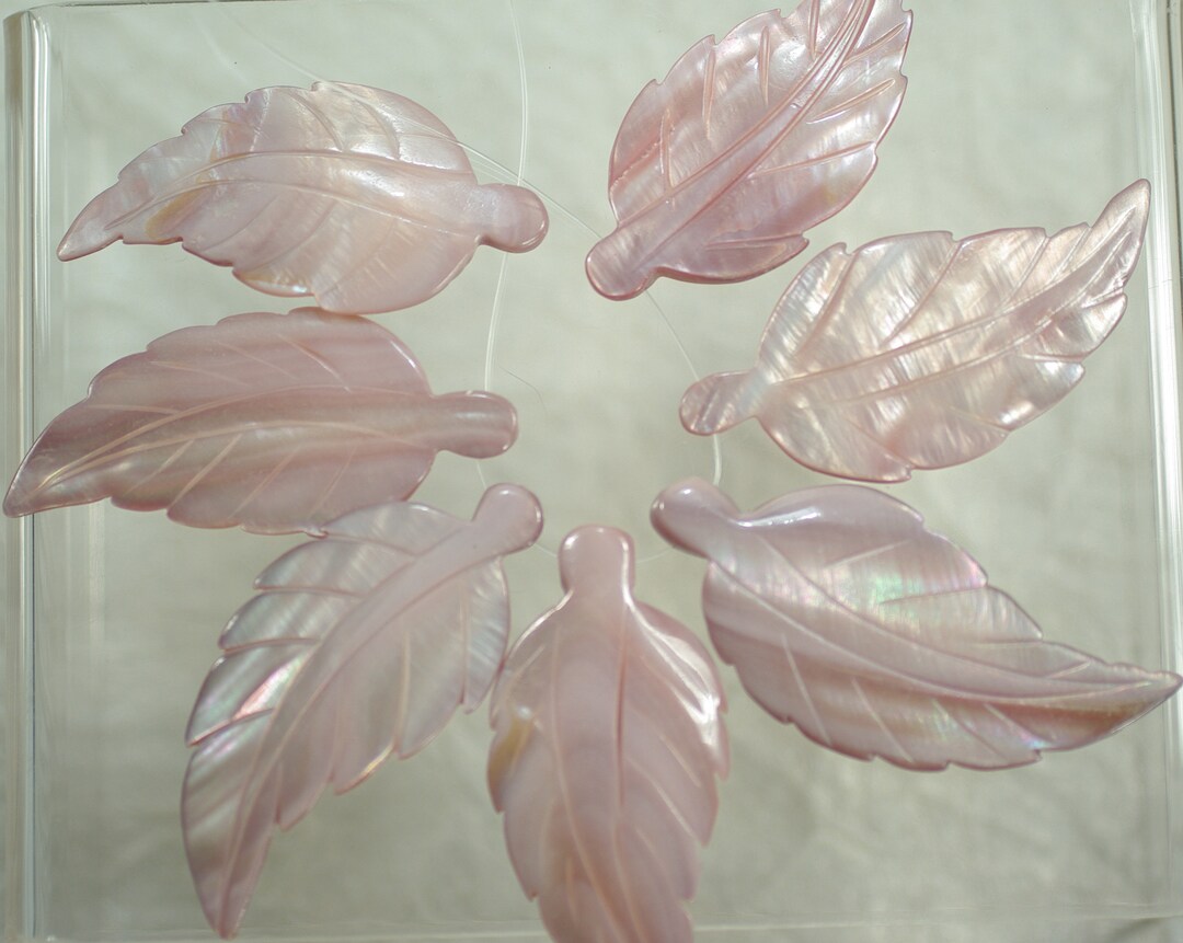 Hand Carved Lavender Shell Leaves, DIY Friend Pink Shell Necklace Gift ...
