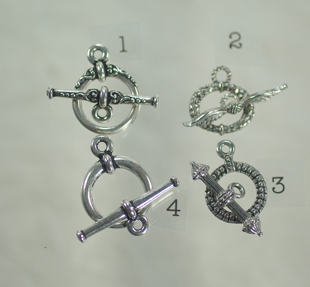 Vintage Antique Sterling Toggles, Silver Round Art Deco Toggles, Oval ...