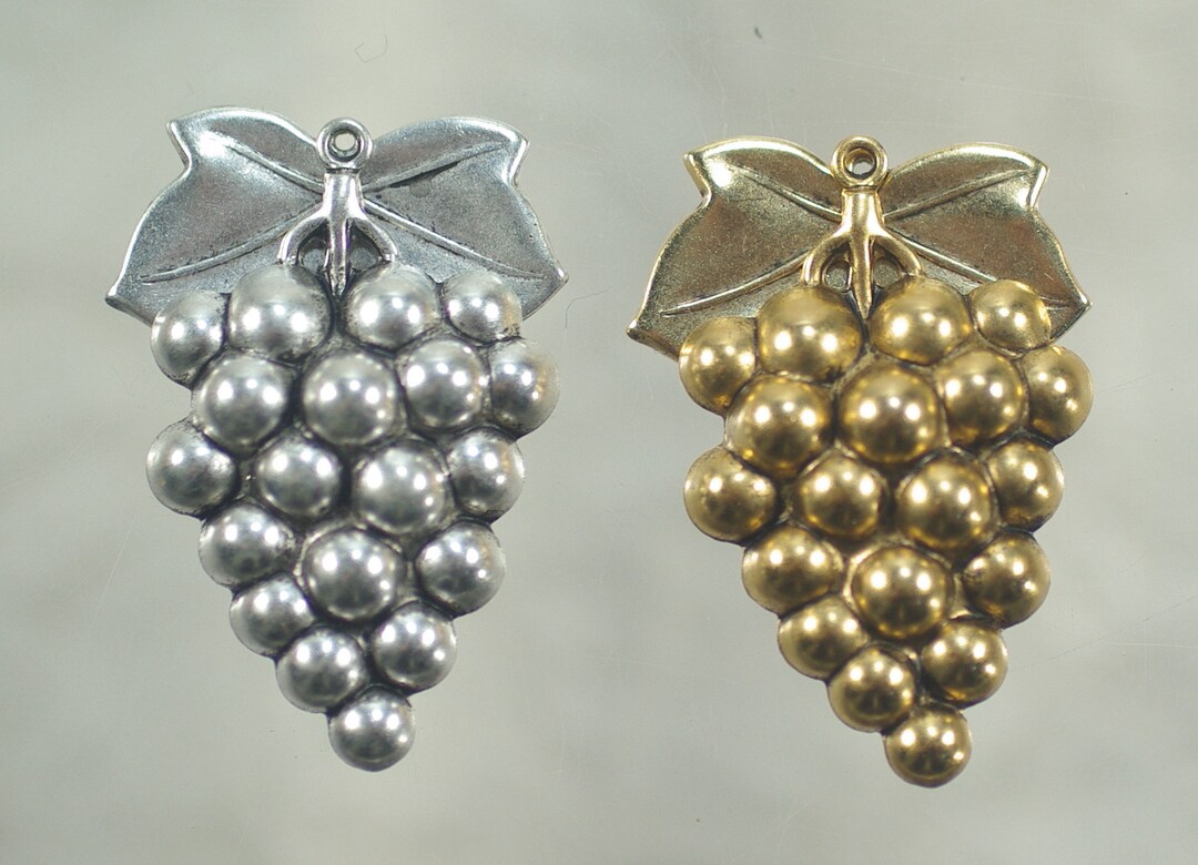 Brass Grape Pendant Stampings, Brass Grape Ivy Leaves, DIY Grape ...