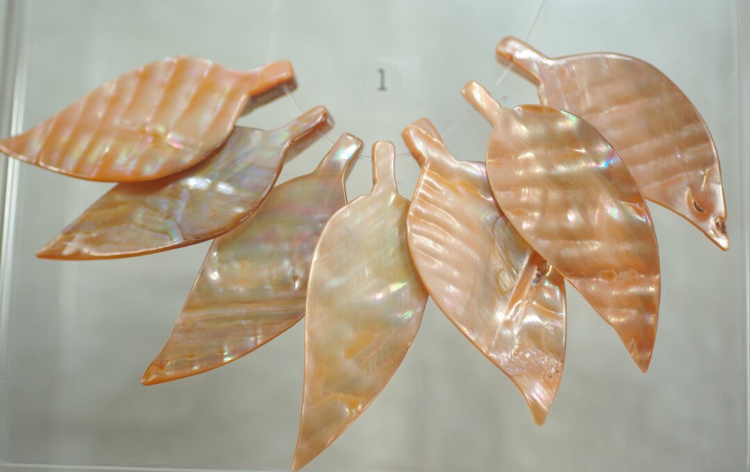 Hand Carved Orange Shell Leaves, DIY Peach Shell Necklace Gift Under 12 ...
