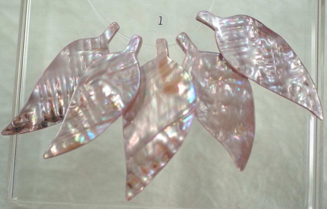 Vintage Hand Carved Pink Shell Leaves, DIY Pink Shell Necklace, Pastel ...