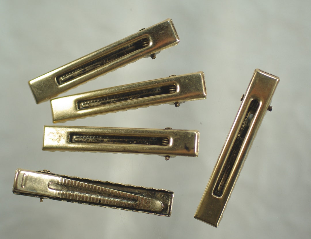 Vintage Alligator Hair Clip, Gold Metal Hair Clip, Gold Plate Hair Clip ...