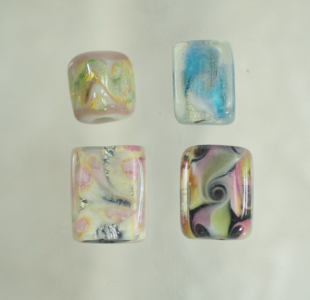 Vintage Multi Colored Foil Lamp Work Glass Beads, 10mm Triangle 14-16mm ...