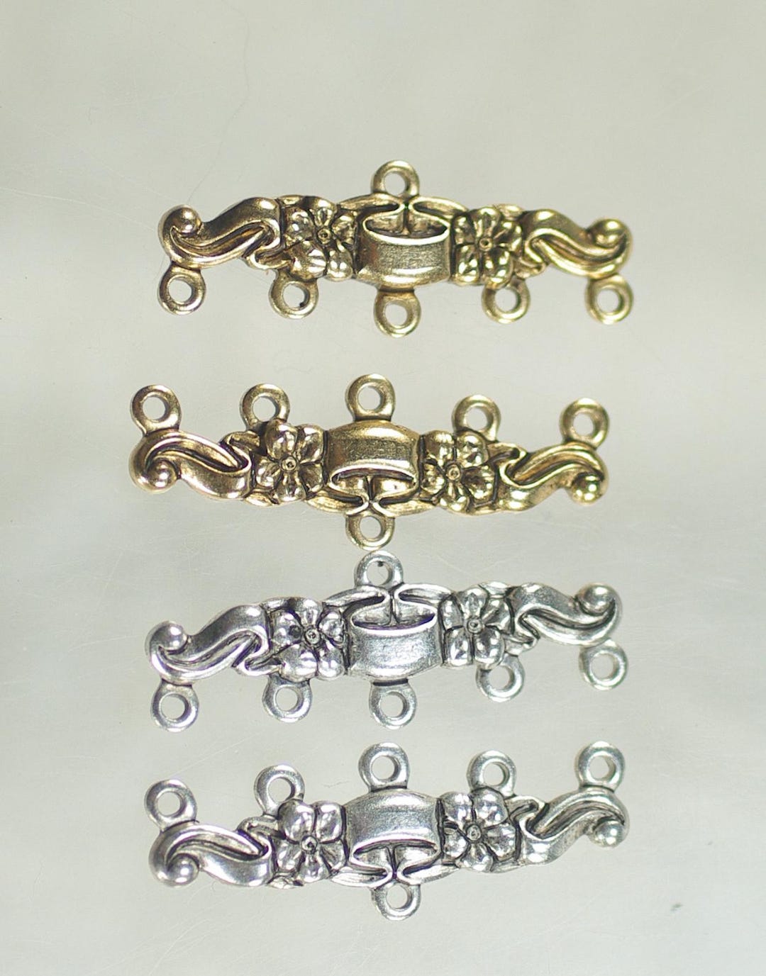 Gold/silver Multi Strand Flower Connectors, 5 Strand Necklace Bracelet ...