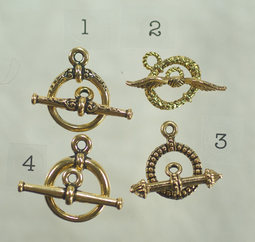 Vintage Antique Gold Toggles, Gold Round Art Deco Toggle, Oval Bead ...