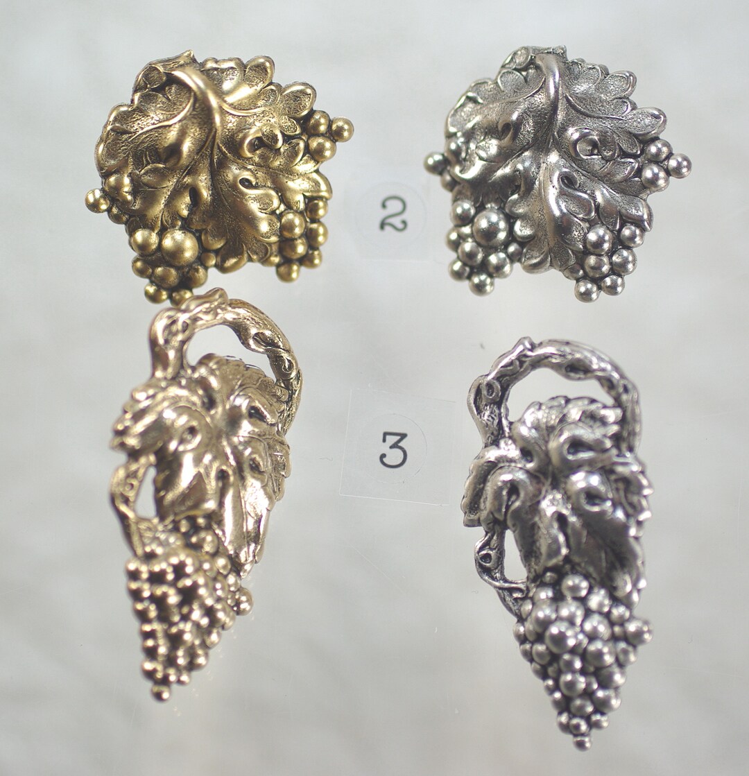 Gold Brass Grape and Thistle Stick Pins, Art Nouveau Gold Silver Grape ...