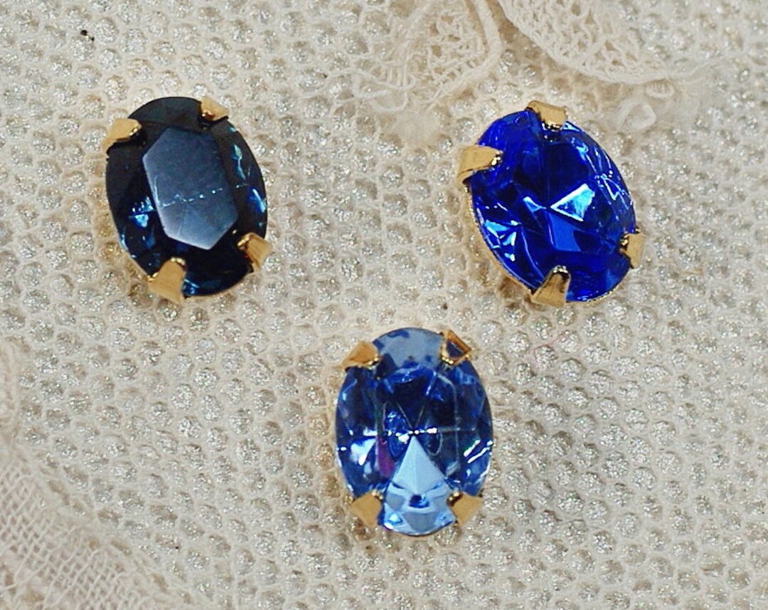 Swarovski Rhinestone Chatons: Gold Cup Settings, Multi-blue Oval ...