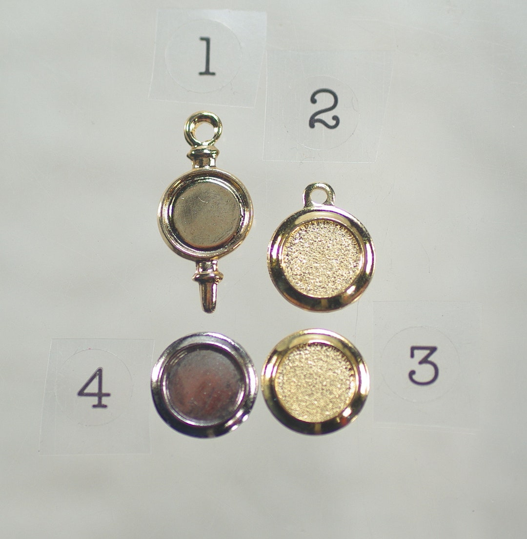 Vintage 7mm Cab Setting Pendants, Gold Plated 7mm Cab Bezels, Silver ...