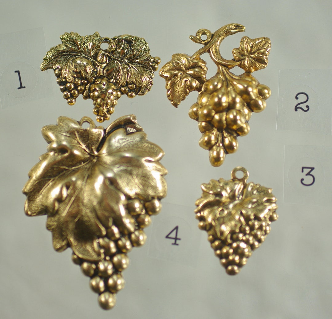 Brass Grape Pendants DIY Grape Earrings Fairy Garden Supply - Etsy