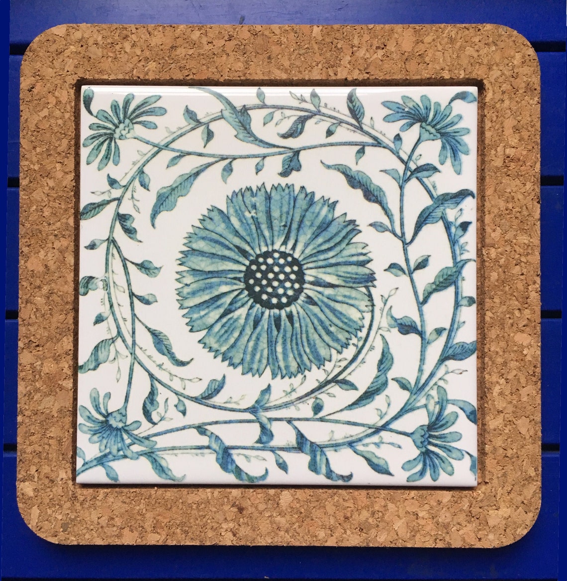Floral Cork Trivet Tile: Vintage Style Teapot Stand - Etsy
