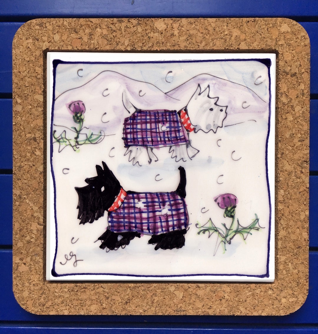 New Winter Scottie and Westie Dogs Trivet Teapot Stand, Scottish Gift ...