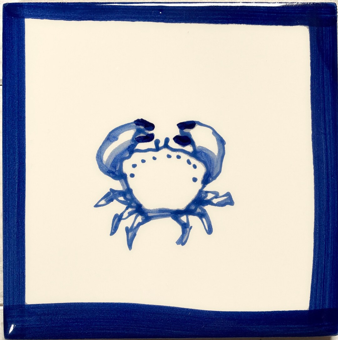 Hand Painted and Glazed Delft Crab Tile Wall Plaque Hanging - Etsy